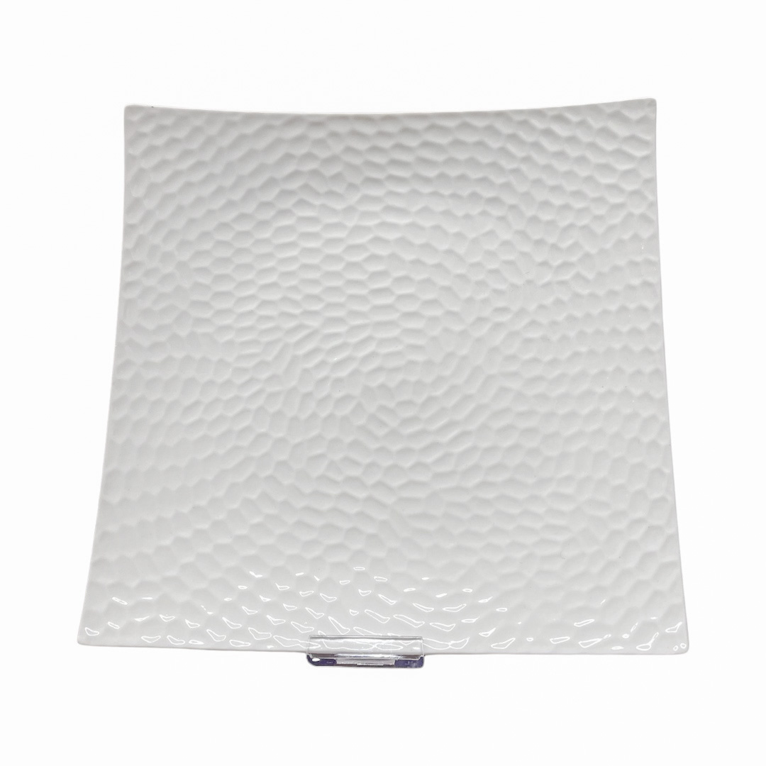 White Textured Square Serving Plate - Stage Right Rentals
